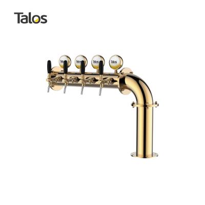 China TALOS L Tower Stainless Steel 4 Tap Tower 102mm Beer Dispensing Equipment Draft Beer Tower (LED,PVD) for sale