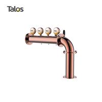 China TALOS L Tower Stainless Steel 4 Tap Tower 102mm Beer Dispensing Equipment Draft Beer Tower (LED,Red Bronze) for sale