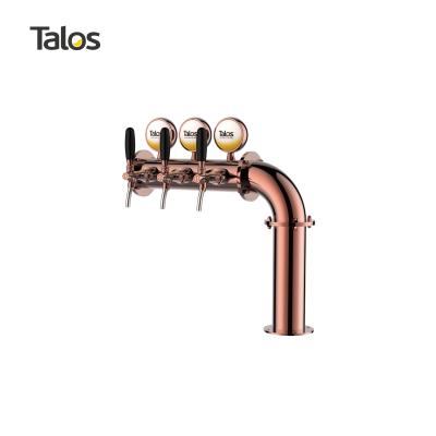 China Red Bronze Stainless Steel Kegerator 3 Tap Tower L Type For Beer Dispensing for sale
