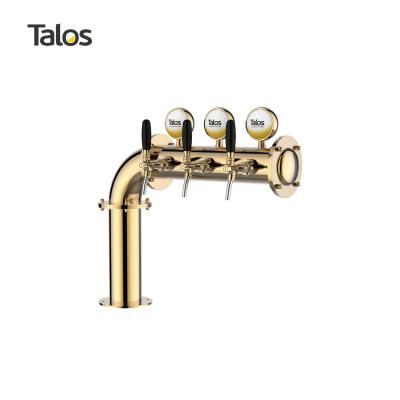 China TALOS L Tower Stainless Steel 3 Tap Tower 102mm Beer Dispensing Equipment Draft Beer Tower (LED,PVD) for sale