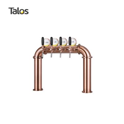 China TALOS U Tower Stainless Steel 4 Tap Tower 85mm Beer Dispensing Equipment Draft Beer Tower (Red Bronze) for sale