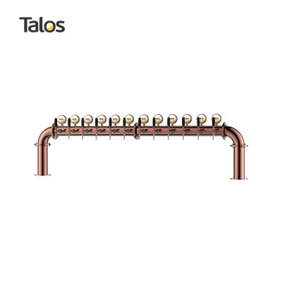 China TALOS U Tower Stainless Steel 12 Tap Tower 102mm Beer Dispensing Equipment Draft Beer Tower (Red Bronze) for sale