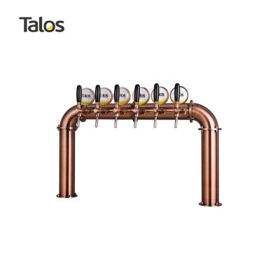 China TALOS U Tower Stainless Steel 6 Tap Tower 85mm Beer Dispensing Equipment Draft Beer Tower (Red Bronze) for sale