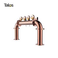 China TALOS U Tower Stainless Steel 4 Tap Tower 102mm Beer Dispensing Equipment Draft Beer Tower (Red Bronze) for sale