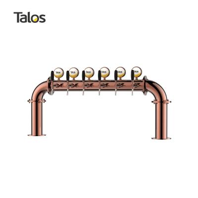 China TALOS U Tower Stainless Steel 6 Tap Tower 102mm Beer Dispensing Equipment Draft Beer Tower (Red Bronze) for sale