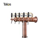 China TALOS T Shaped Stainless Steel Beer Tower 5 Tap 85mm Red Bronze Color for sale