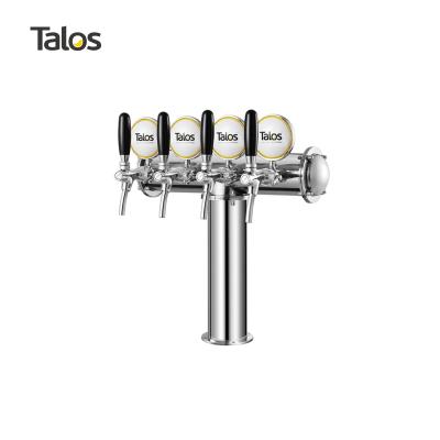 China TALOS T Tower Stainless Steel 4 Tap Tower 85mm Beer Dispensing Equipment Draft Beer Tower (Polished) for sale