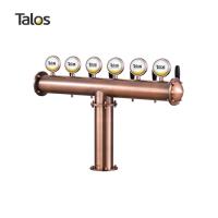 China TALOS T Tower Stainless Steel 6 Tap Tower 102mm Beer Dispensing Equipment Draft Beer Tower (Red Bronze, LED) for sale