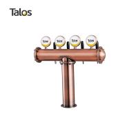 China TALOS T Tower Stainless Steel 4 Tap Tower 102mm Beer Dispensing Equipment Draft Beer Tower (Red Bronze, LED) for sale