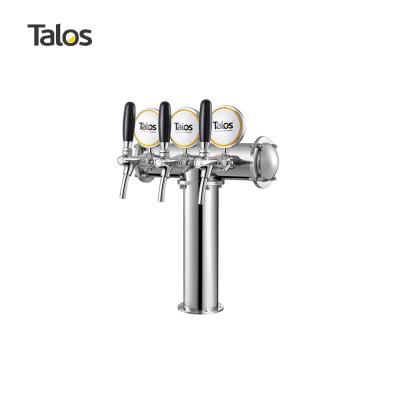 China TALOS T Tower Stainless Steel 3 Tap Tower 85mm Beer Dispensing Equipment Draft Beer Tower (Polished) for sale