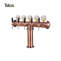 China TALOS T Tower Stainless Steel 5 Tap Tower 102mm Beer Dispensing Equipment Draft Beer Tower (Red Bronze, LED) for sale