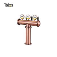 China TALOS T Tower Stainless Steel 3 Tap Tower 102mm Beer Dispensing Equipment Draft Beer Tower (Red Bronze, LED) for sale