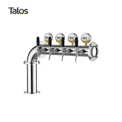 China TALOS L Tower Stainless Steel 4 Tap Tower 102mm Beer Dispensing Equipment Draft Beer Tower (LED,Polished) for sale