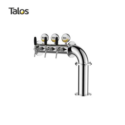 China TALOS Bar Equipment Drink Dispenser L Type 3-way 102mm Beer Tower for sale