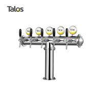 China TALOS T Tower Stainless Steel 5 Tap Tower 102mm Beer Dispensing Equipment Draft Beer Tower (Silver, LED) for sale