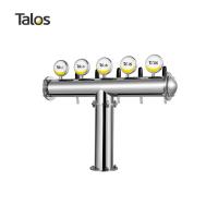 China TALOS T Tower Stainless Steel 5 Tap Tower 102mm Beer Dispensing Equipment Draft Beer Tower (Silver, LED) for sale
