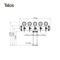 China TALOS T Tower Stainless Steel 5 Tap Tower 102mm Beer Dispensing Equipment Draft Beer Tower (Silver, LED) for sale