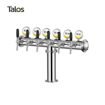 China TALOS T Tower Stainless Steel 6 Tap Tower 102mm Beer Dispensing Equipment Draft Beer Tower (Polished, LED) for sale