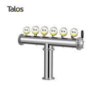 China TALOS T Tower Stainless Steel 6 Tap Tower 102mm Beer Dispensing Equipment Draft Beer Tower (Polished, LED) for sale