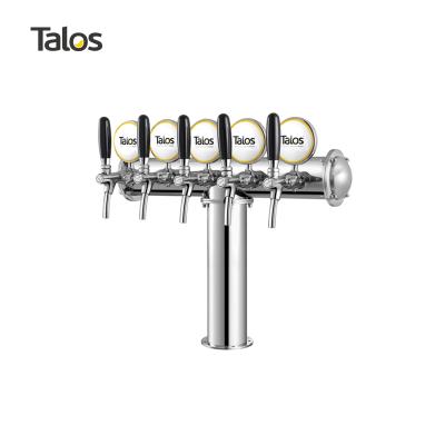 China TALOS T Tower Stainless Steel 5 Tap Tower 85mm Beer Dispensing Equipment Draft Beer Tower (Polished) for sale