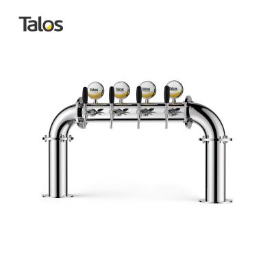 China TALOS Stainless Steel 4 Tap Beer Tower For Kegerator U Shaped Polished for sale
