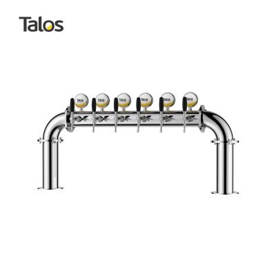 China TALOS U Tower Stainless Steel 6 Tap Tower 102mm Beer Dispensing Equipment Draft Beer Tower (Polished) for sale