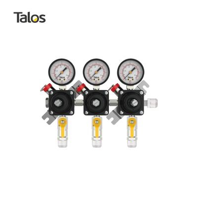 China Three Gauge Secondary CO2 Beer Keg Gas Regulator Plug + Fitting Type for sale