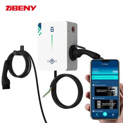 China BENY level 2 charger 32A ev home Wallbox 7kw white Charging station  1-phase 230V car electric charging station for sale