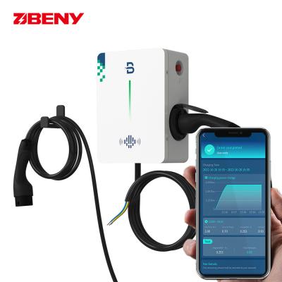 China BENY Beautiful 32A Home EV Wallbox 7.4kw white ev wall charger 7kw 32 amp uk type 2  1-phase 230V ev charger pillar for sale