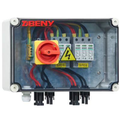 China hot sale PV string  combiner box 4 input 2 output DC string box for sale