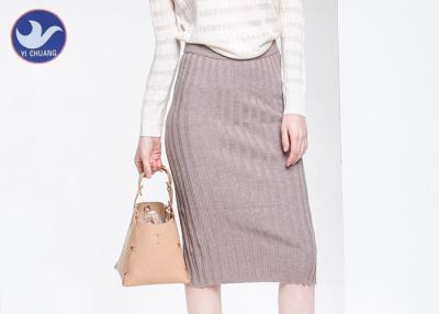 China Ribbed Back Slit Womens Knit Skirt Pencil Fitted Back Opening Wrap Middle Size for sale