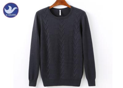 China Crew Neck Mens Black Cable Knit Sweater Acrylic Wool Full Sleeves Anti - Wrinkle for sale