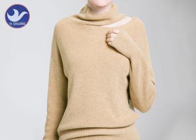 China Neck Seam Slit High Neck Sweater Women's , Oversized Pullover Sweater Casual Loose Fitting for sale