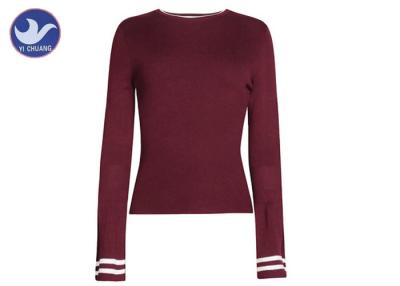 China Long Trumpet Sleeves Womens Knit Pullover Sweater Stripe Edges Knitwear Anti - Shrink for sale
