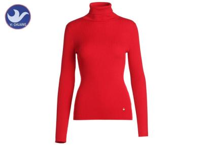 China Classic Long Sleeves Turtle Neck Knitted Jumper Elbow Slit Ribbed Knitwear Anti - Shrink for sale