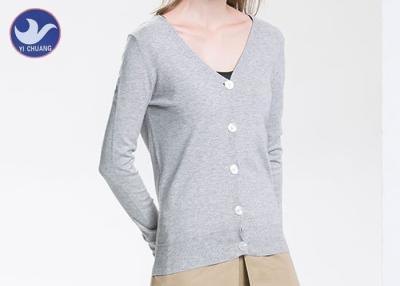 China Front / Back V Neck Womens Knit Cardigan Sweaters Buttons Brief Knitwear For Spring / Autumn for sale