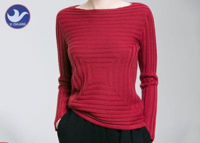 China Boat Neck Womens Knit Pullover Sweater Square Knitting Pattern Clothing for sale