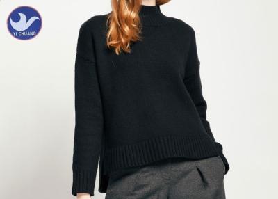 China Winter Turtle Neck Ladies Thick Woolen Jumpers , Black Wool Sweater Womens Full Sleeves for sale