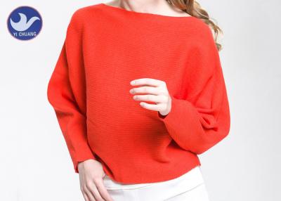 China Boat Neck  Womens Knit Pullover Sweater Lady Sexy Drop Shoulder Ottoman Knitted Jumper for sale