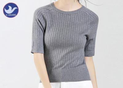 China Women Crew Neck Short Sleeve Sweaters For Summer 100% Combed Cotton Soft for sale