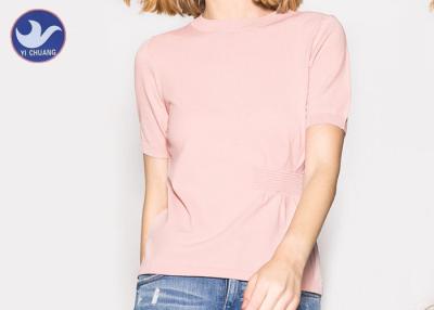 China Summer Short Sleeves Womens Knit Pullover Sweater Side Waisted Knitwear for sale