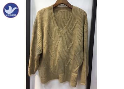 China Soft And Comfortable Chunky V Neck Knit Sweater / Women'S Long Sleeve Pullovers for sale