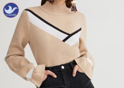 China Mock Neck Fashion Womens Knit Pullover Sweater Computer Machine Knit for sale