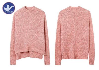 China Wool Mohair Melange Womens Knit Pullover Sweater High-Low Side Slit Winter Jumper for sale