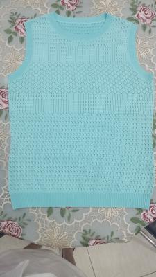 China Women Knit Pullover Sweater Sleeveless Vest For Summer Cool Yarn Viscose Nylon for sale