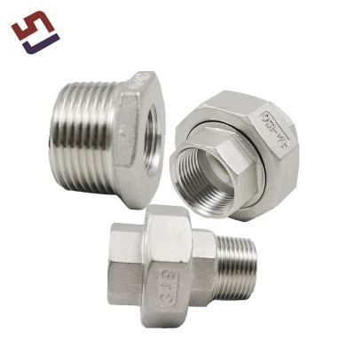 China Custom High Precision Machining Parts Female Threaded Union Stainless Steel Casting for sale