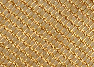 China 1.5mm Wire Mesh Laminated Glass Decorative Gold Color Brass for sale