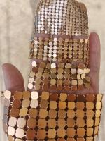 China Shuolong Hotel Metal Sheet Cloth Decorative Steel Metal Sequin Cloth for sale