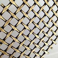 China Stainless Steel Architectural Woven Mesh Fabric Anti Brass Color For Custom Facades for sale
