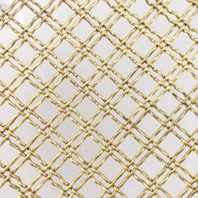 China Gold Tone Crimped Wire Architectural Woven Wire Mesh Open Diamond Cells for sale